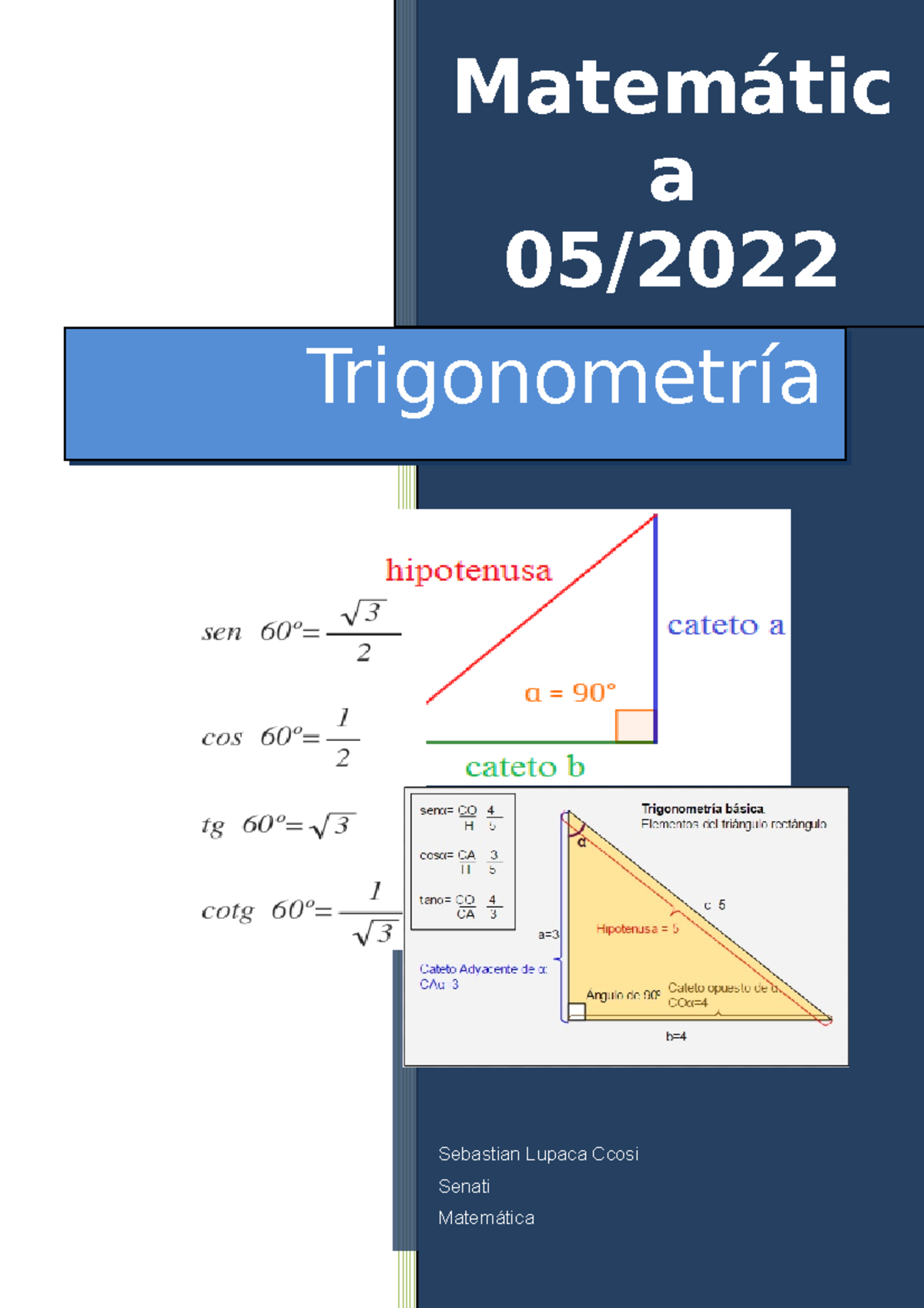 Trigonometria basica - Matemátic a 05/ Sebastian Lupaca Ccosi Senati ...