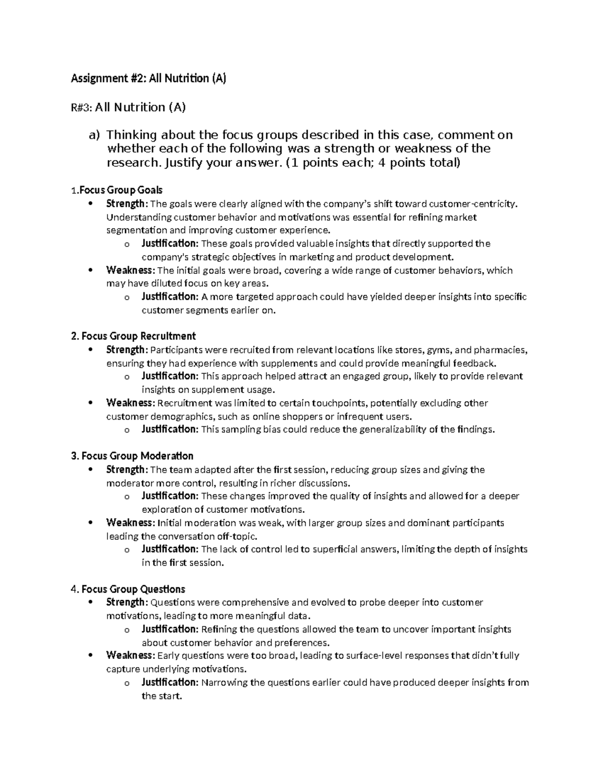 Assignment #2 - All Nutrition (A) - Assignment #2: All Nutrition (A) R ...