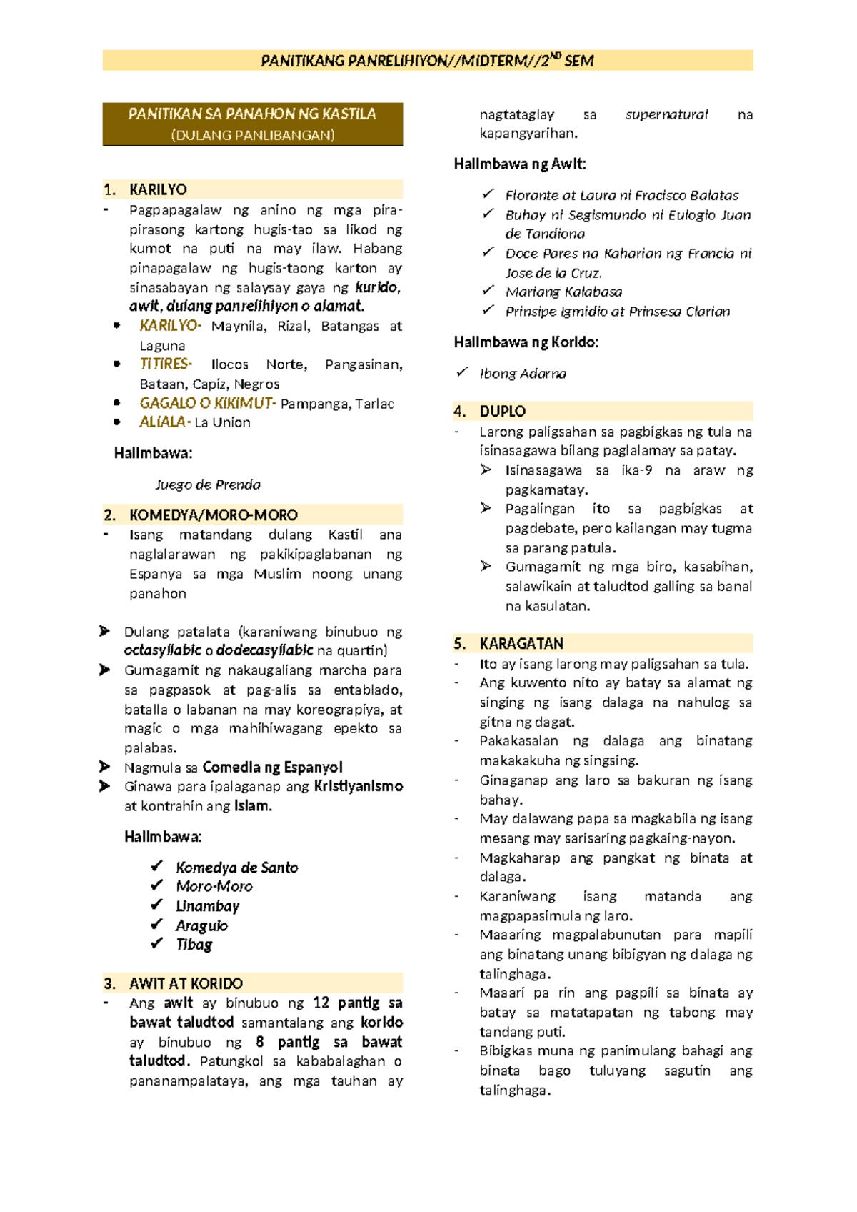 Panitikan Midterm 2ND SEM - PANITIKANG PANRELIHIYON//MIDTERM//2ND SEM PANITIKAN SA PANAHON NG ...
