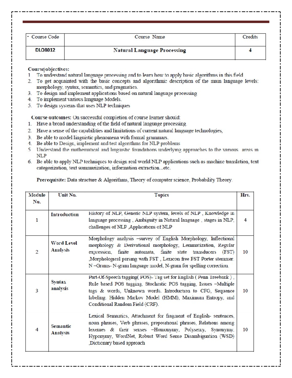 Nlpnotes Nlp Mu Lecture Notes Levels Of Nlp The Nlp Can Broadly Be
