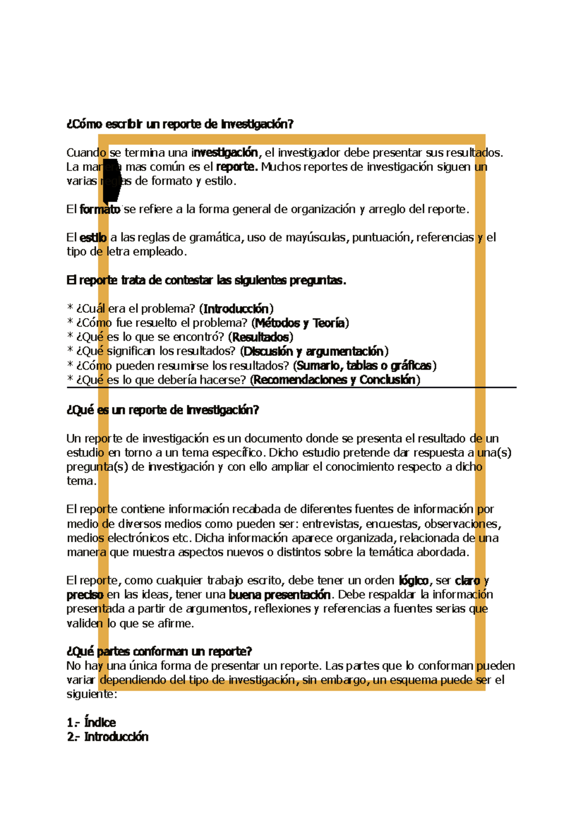 Como escribir un reporte de investigación - ¿Cómo escribir un reporte ...