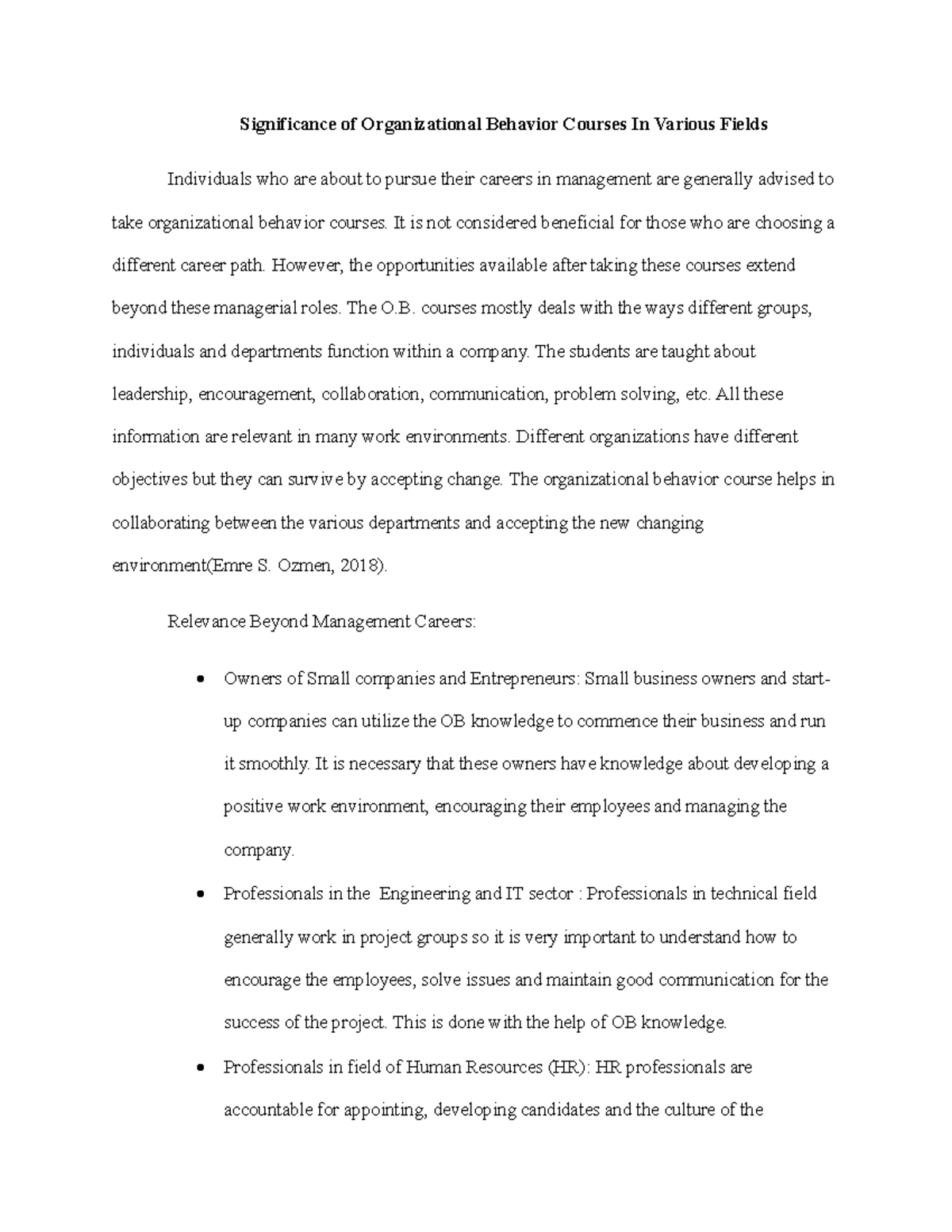 Hrmt d1 - Weekly discussions - Significance of Organizational Behavior ...