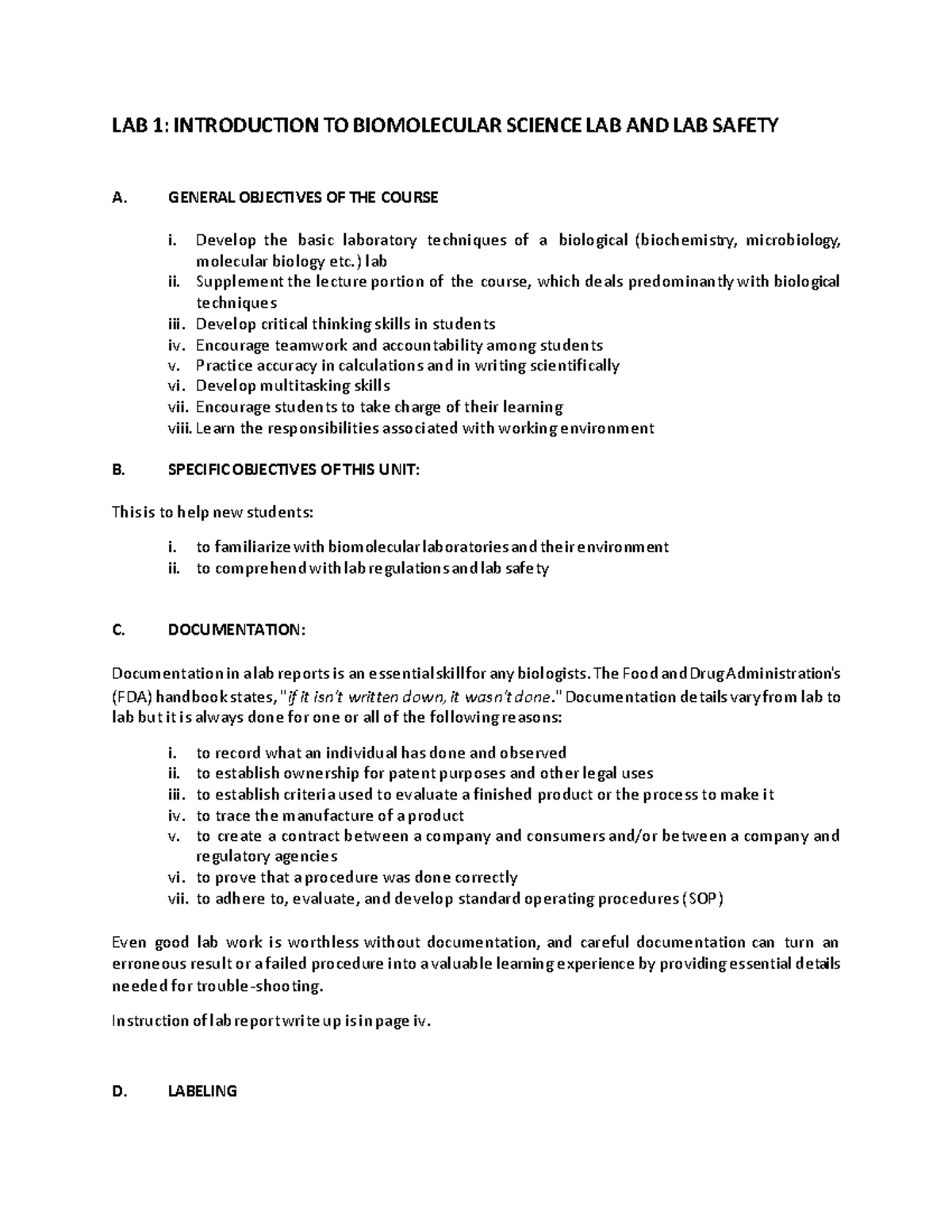 Prac Manual BMS481 - LAB - LAB 1: INTRODUCTION TO BIOMOLECULAR SCIENCE ...
