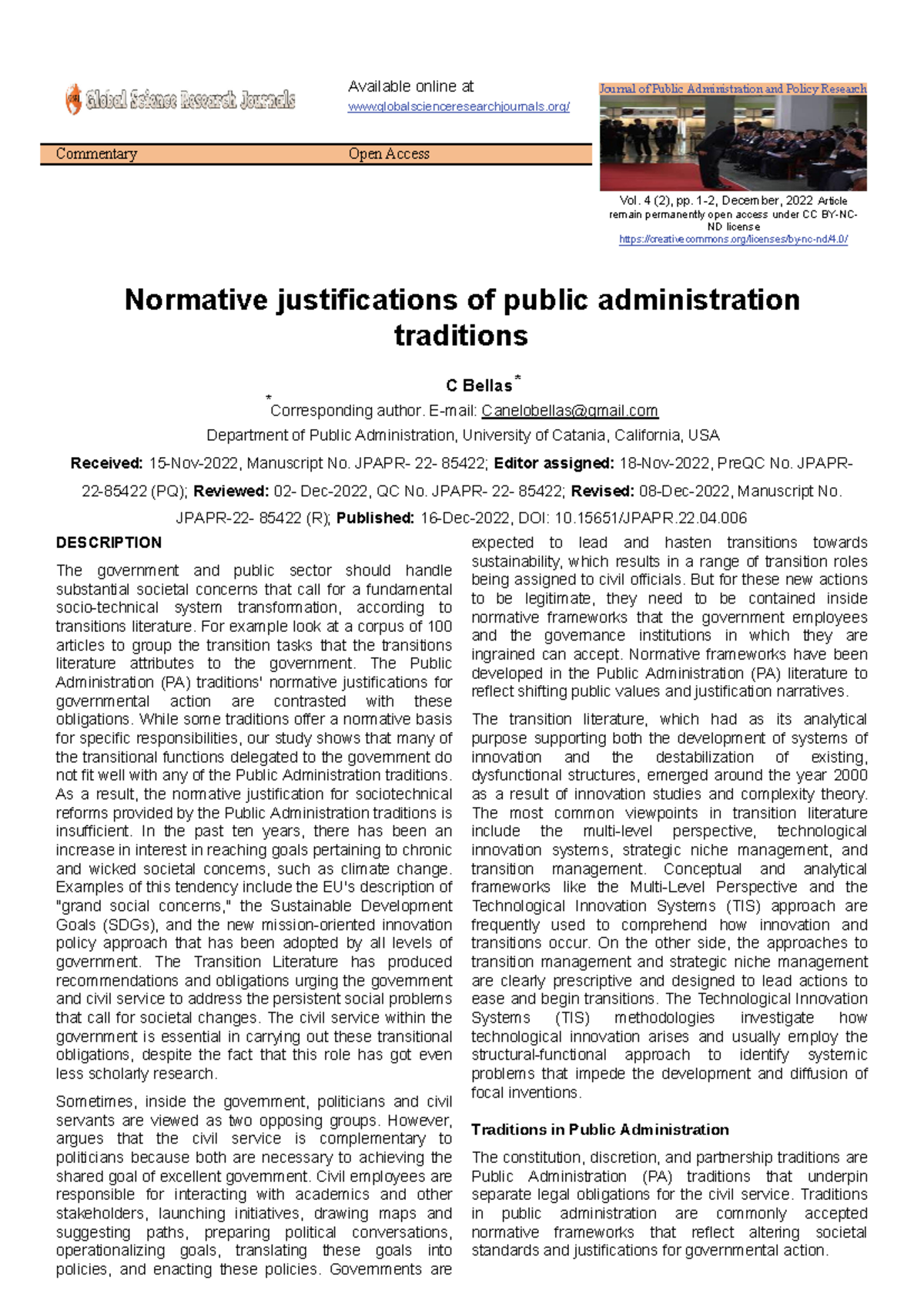 Normative justifications of public administration traditions - E-mail ...