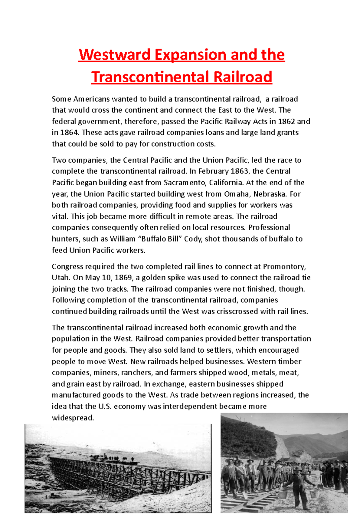 Assigment 9 - sss - Westward Expansion and the Transcontinental ...