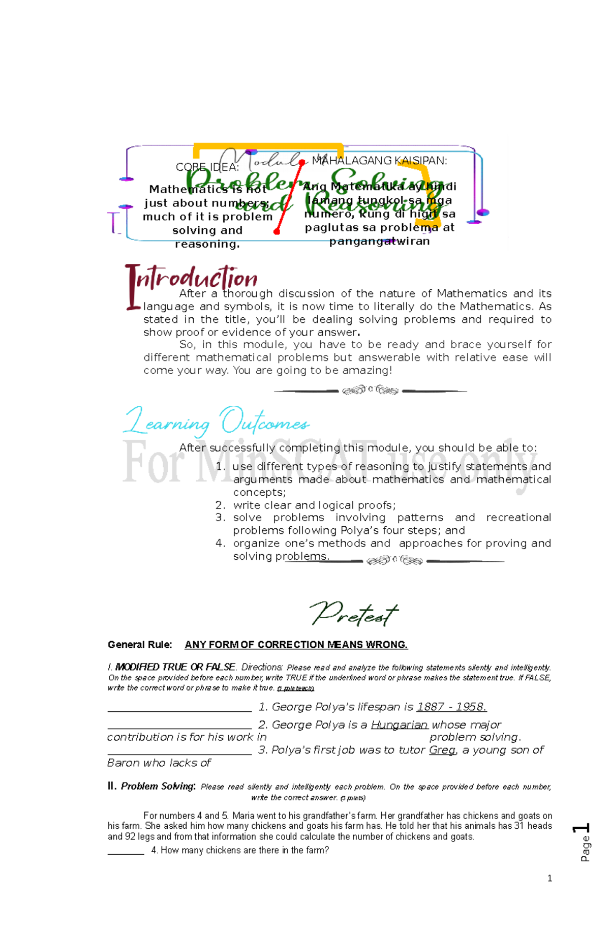 Math 111 Module 4 - Lecture notes - After a thorough discussion of the ...