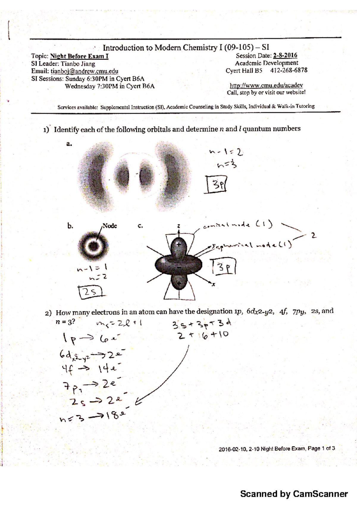 Night Before Exam 1 - 3p b. Node c. z conical node (1) 2 systemical ...