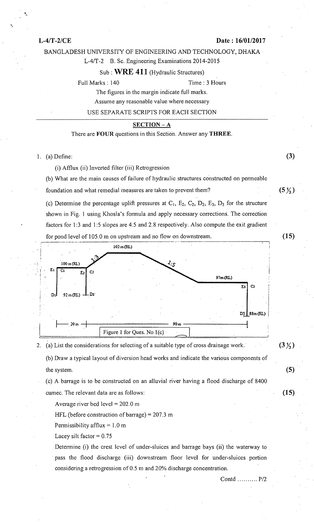 CE-2014-2015 WRE 411 - ####### L-4/T -2/CE Date: 16/ BANGLADESH ...