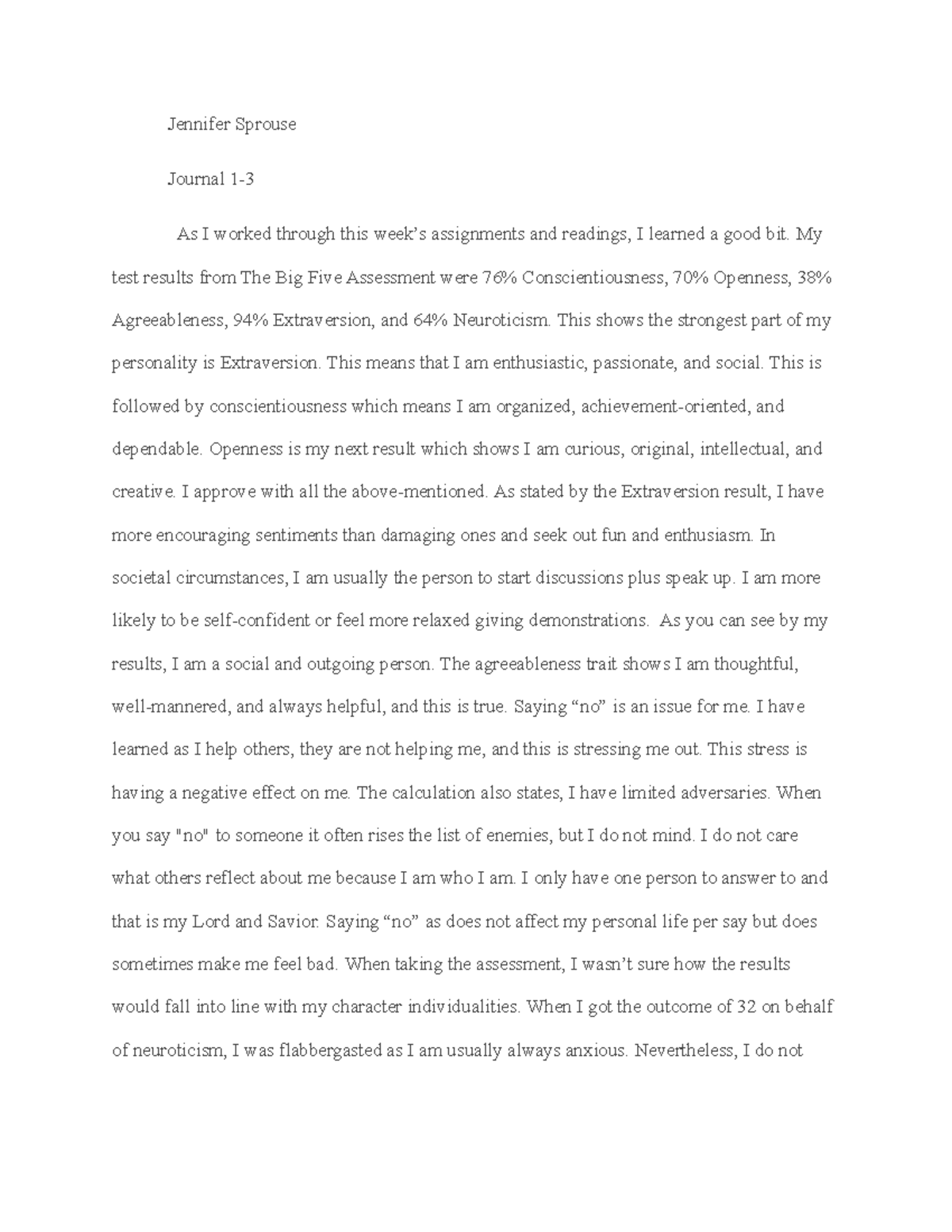 1-3 Journal module 1 - Jennifer Sprouse Journal 1- As I worked through ...