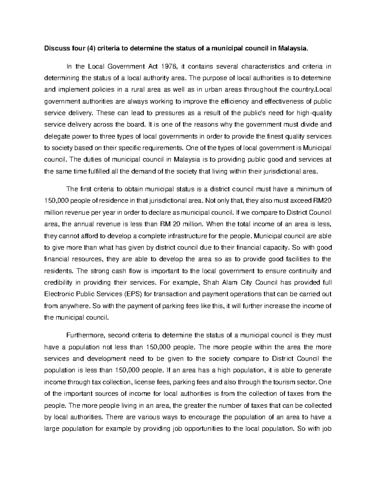 TEST PAD320 2019 215766 - Discuss four (4) criteria to determine the ...