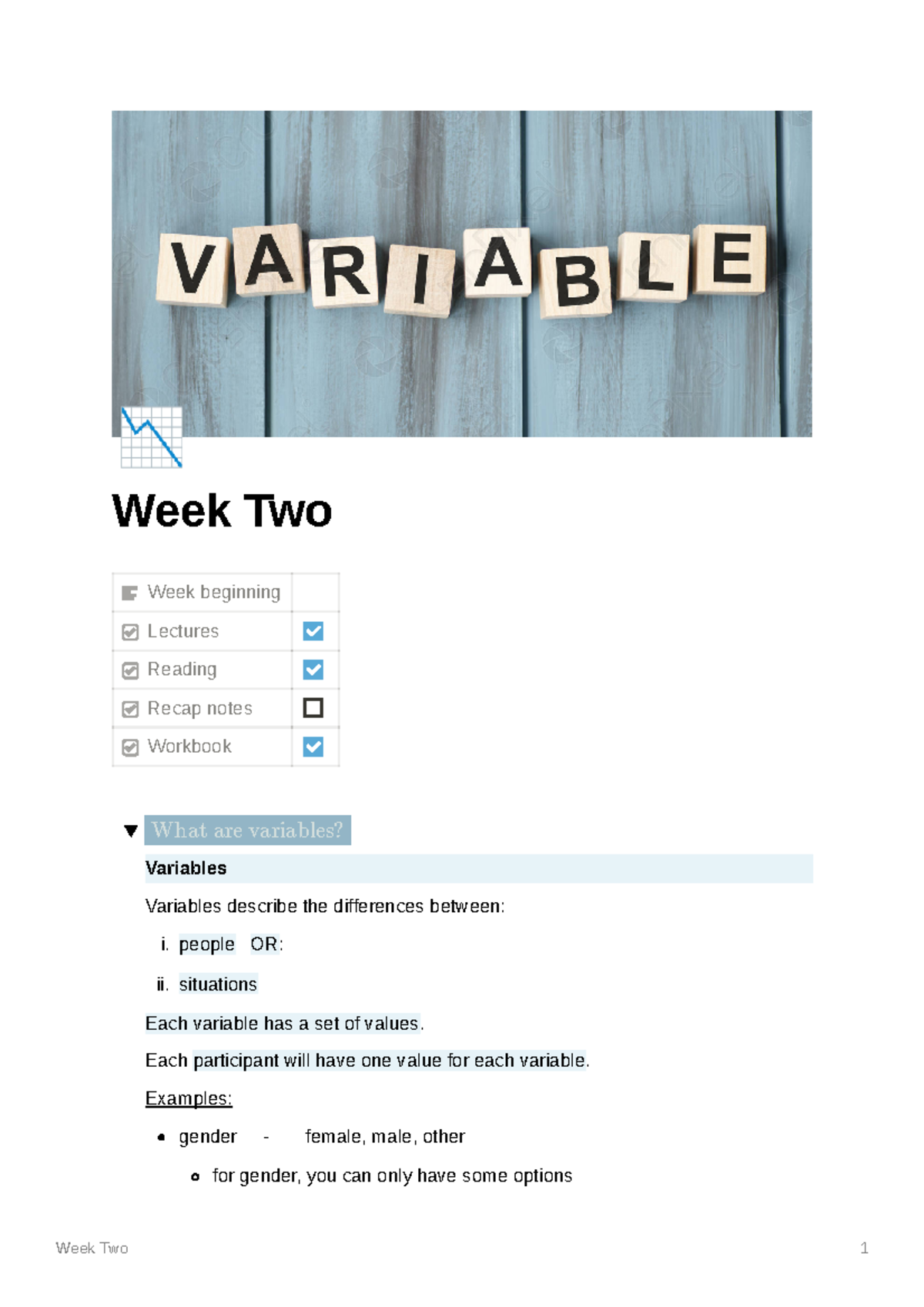What are variables? - 📉 Week Two Week beginning Lectures Reading Recap ...