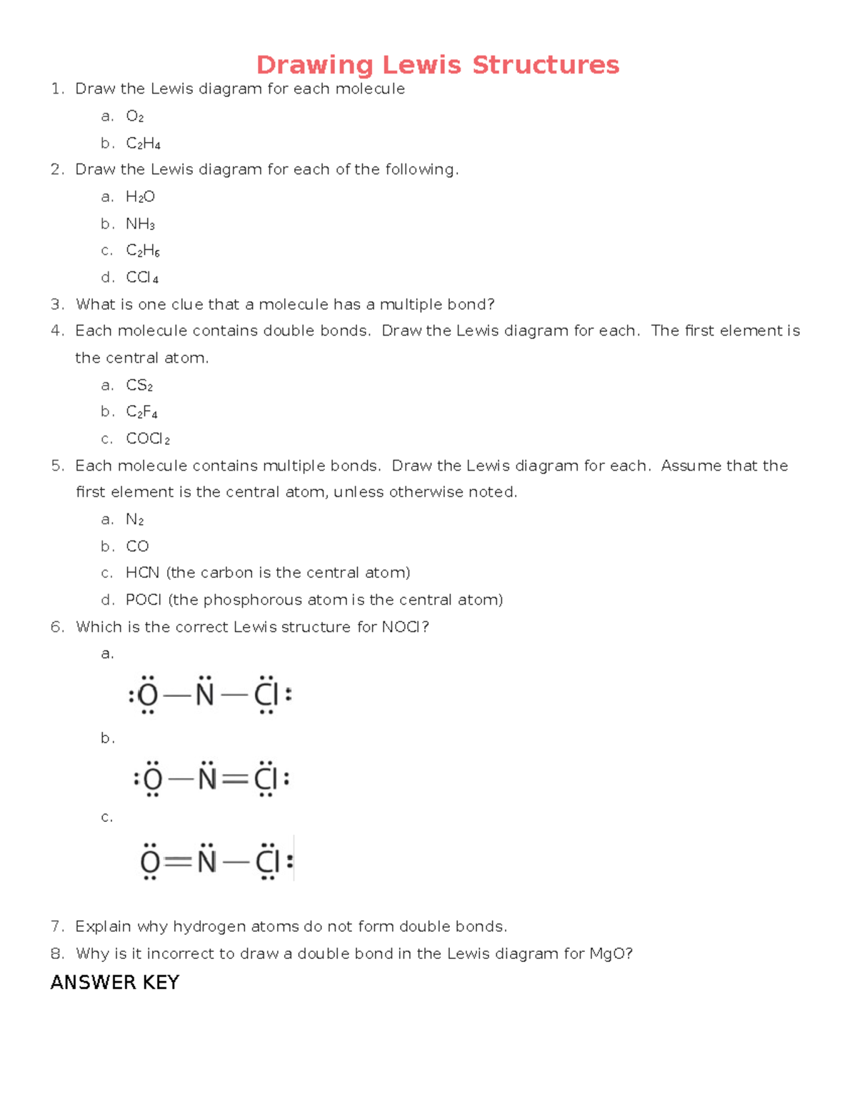 Section 4.3 Worksheet - ch 4 practice question - Drawing Lewis ...