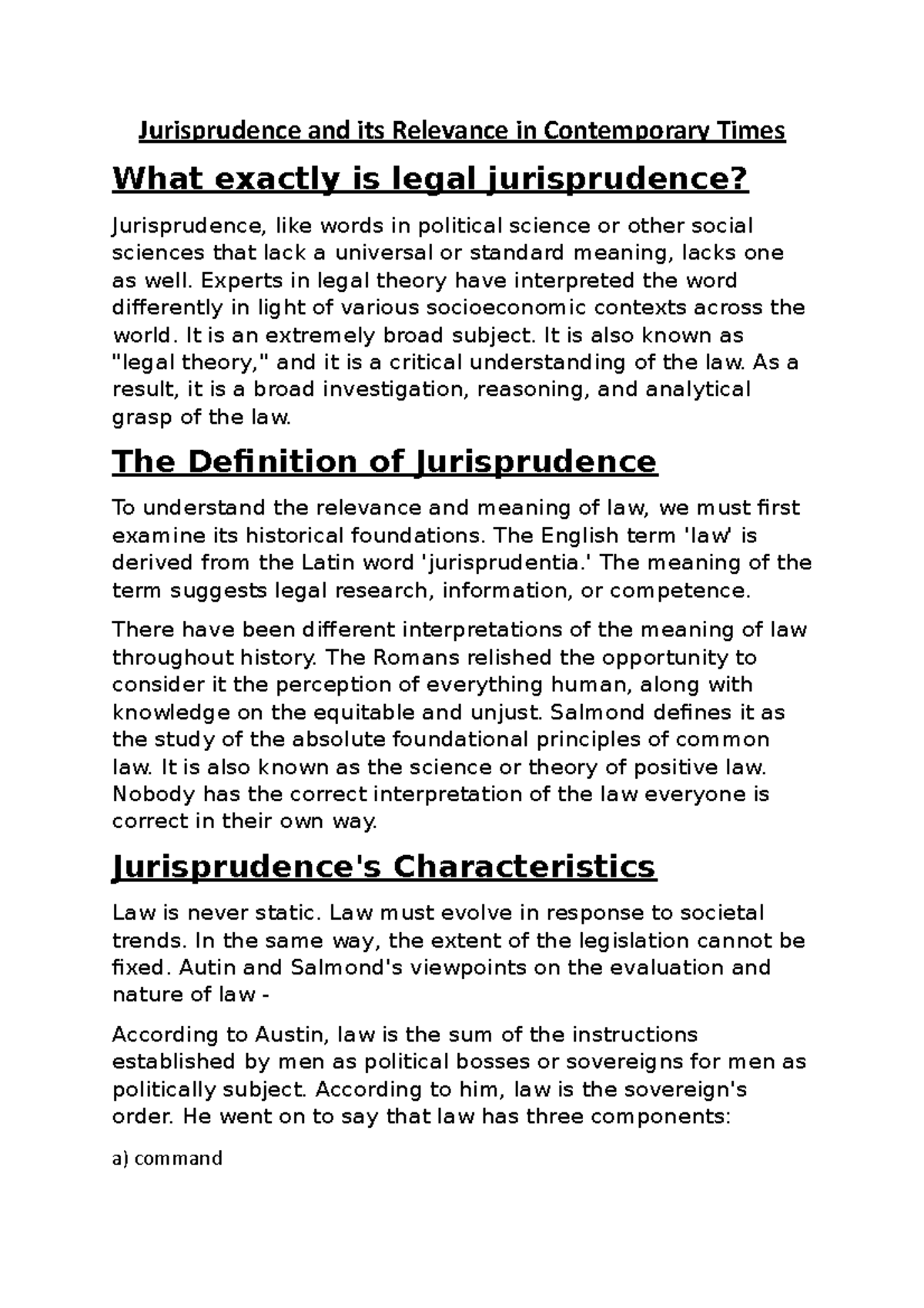 Jurisprudence and its Relevance in Contemporary Times - Experts in ...