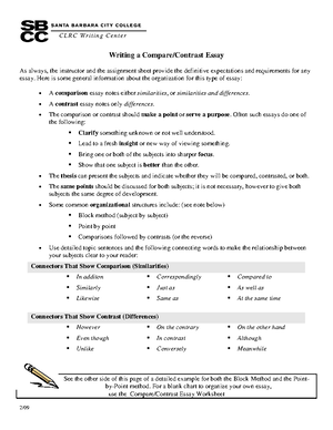 Comparison and contrast writing basics HW - ENG 1010-A02 - Studocu