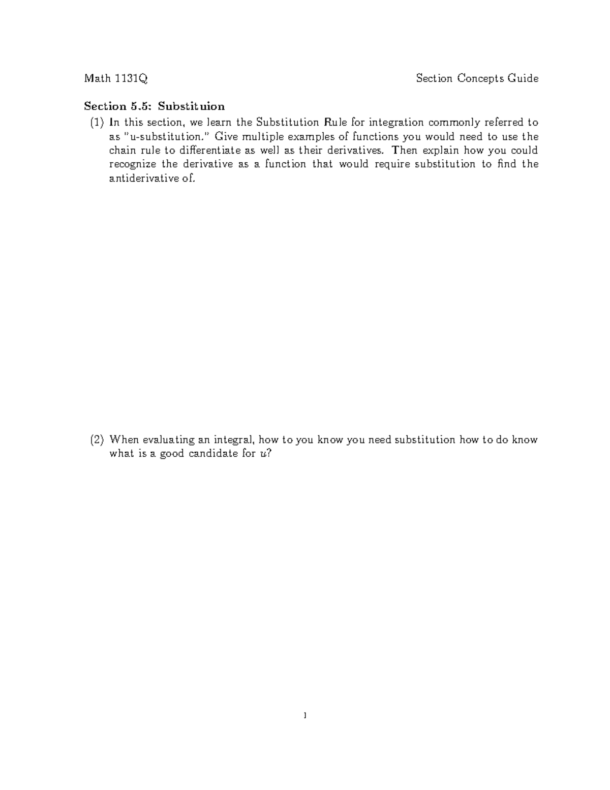 Section 55 - Homework. - Math 1131Q Section Concepts Guide Section 5 ...