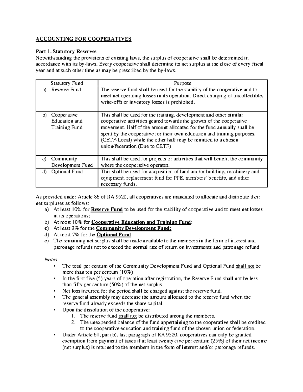 Accounting For Cooperatives Accounting For Cooperatives Part 1