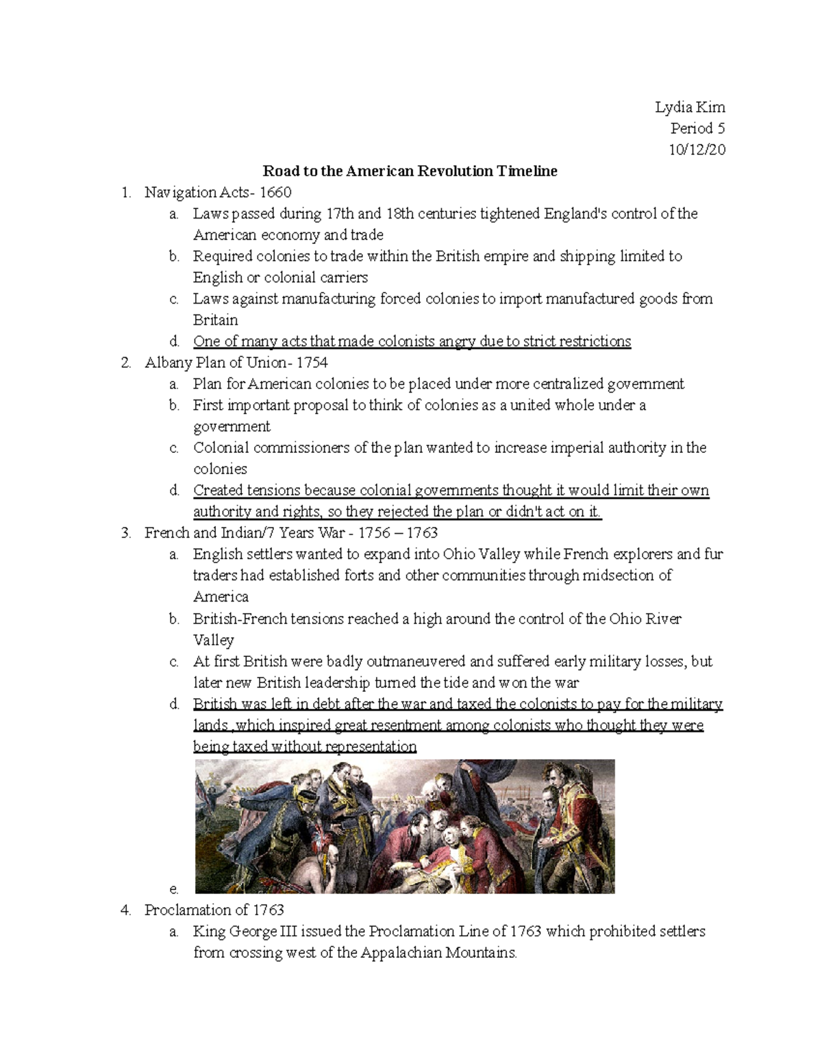 American Revolution Timeline - Lydia Kim Period 5 10/12/ Road to the ...