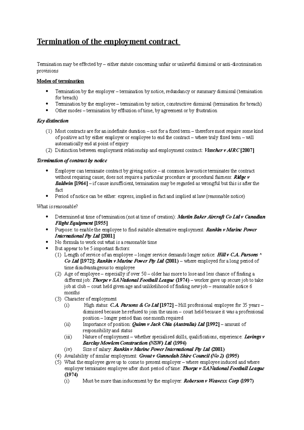 Termination-of-Contract - Termination of the employment contract ...
