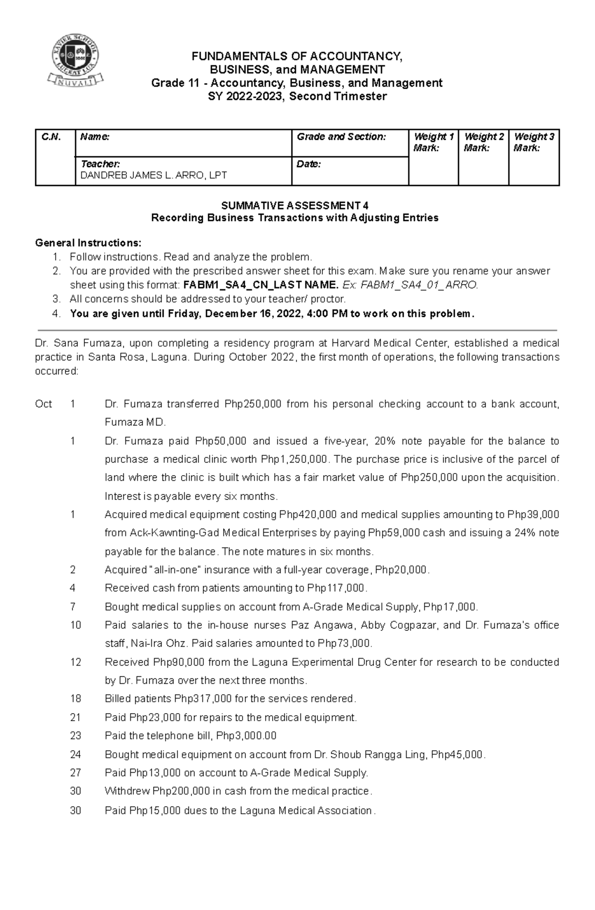 FABM 11-ABM SA4 - Notes - FUNDAMENTALS OF ACCOUNTANCY, BUSINESS, and ...