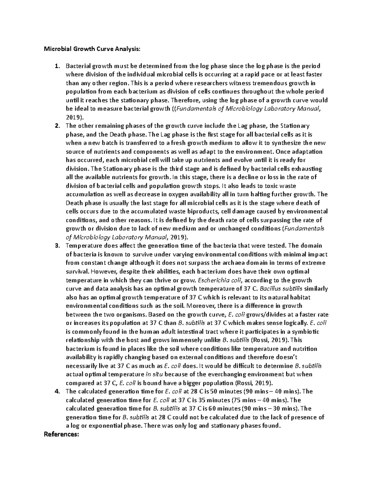 Microbial Growth Curve Analysis (Lab 4) - Microbial Growth Curve ...