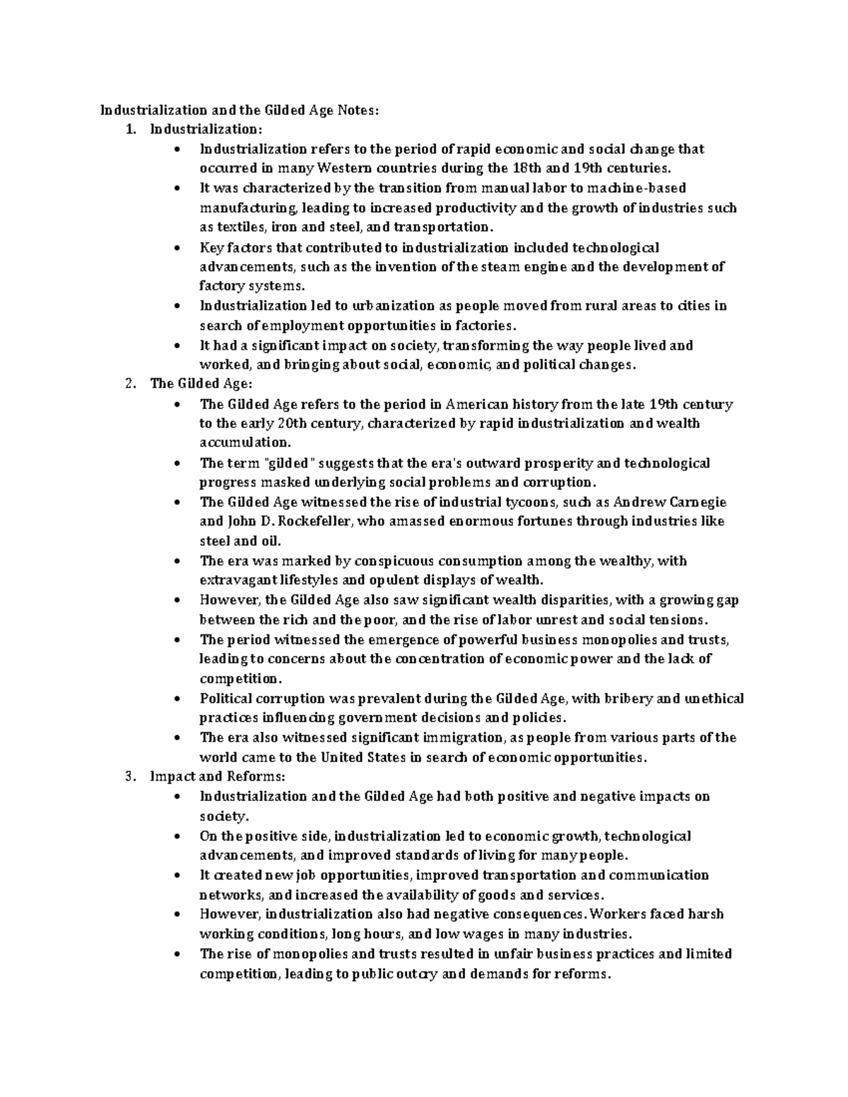 Industrialization and the Gilded Age Notes - HIST 984 - Kansas State ...