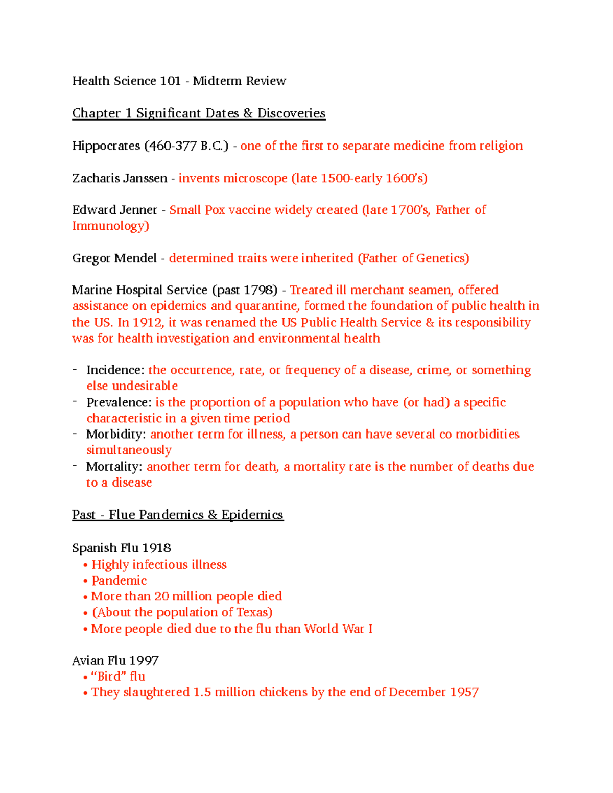Health Science Midterm Study Guide - Health Science 101 - Midterm ...