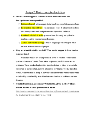 Human Nutrition Assignment #1 - Human Nutrition Assignment Define ...