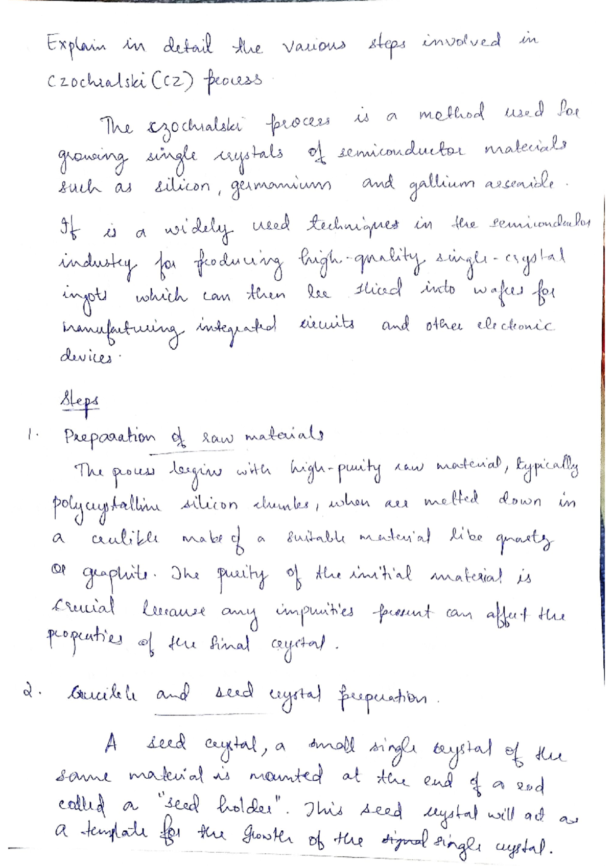 Cz process - Cz procedure related topics description - Explain in ...