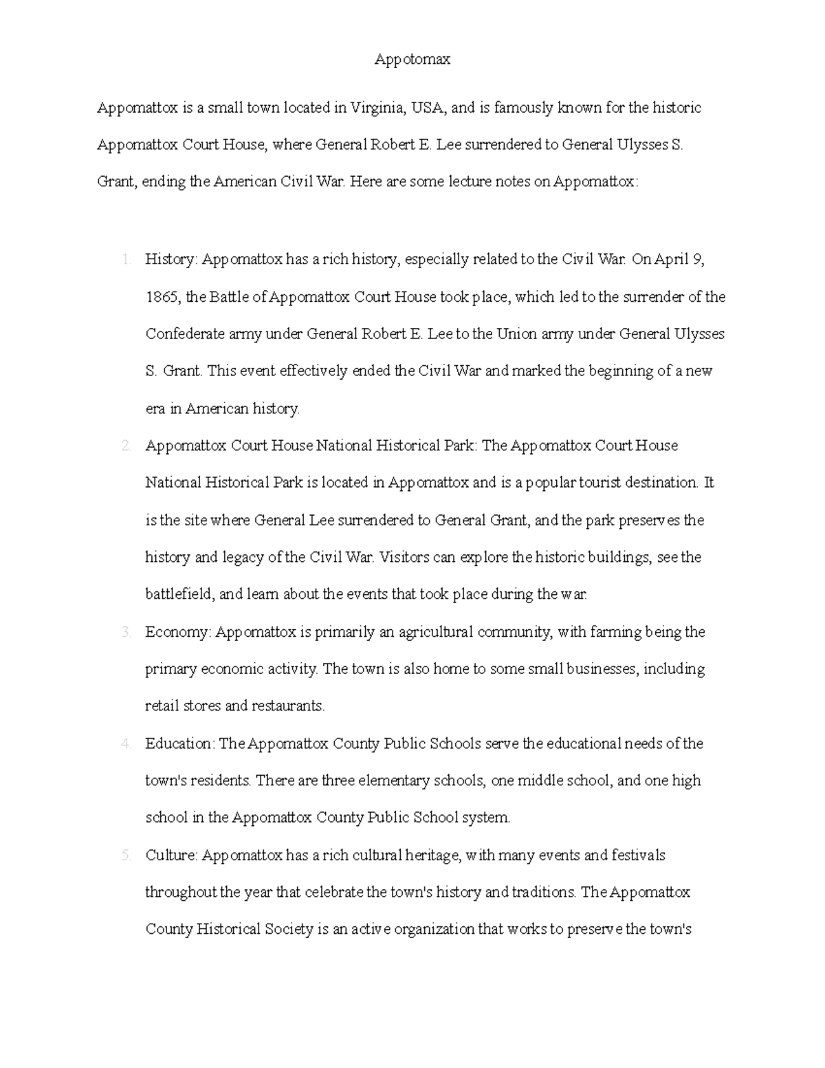 Appotomax - Professor - Appotomax Appomattox is a small town located in ...