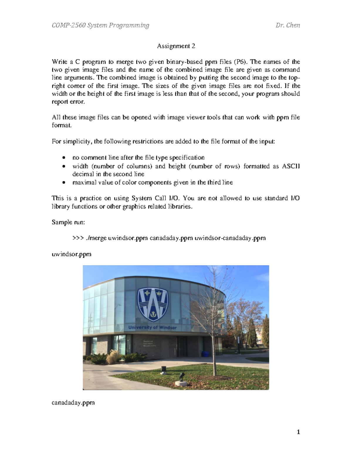 A2 - Jessica Chen Assignment 2 System Programming - COMP- 2560 System ...