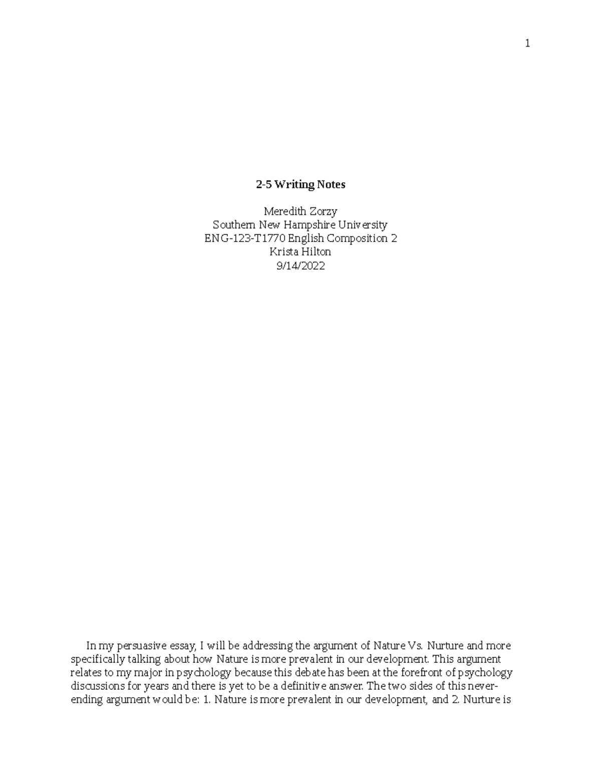 2-5 Writing Notes - 2-5 Writing Notes Meredith Zorzy Southern New ...