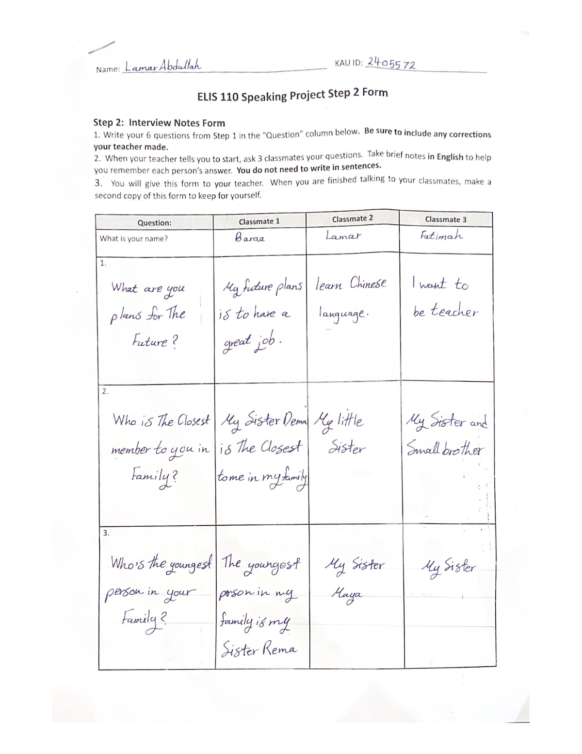 1. What are you - Ujgjhjyjjkyiy - Name: Lamar Abdullah KAU ID: 2405572 ...