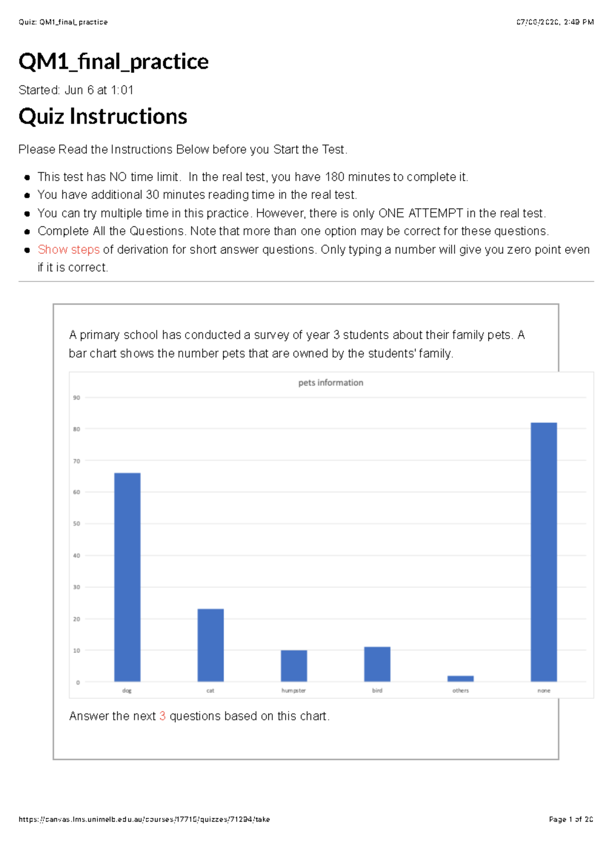 Quiz: QM1 final practice - QM1_final_practice Started: Jun 6 at 1: Quiz Instructions Please Read ...