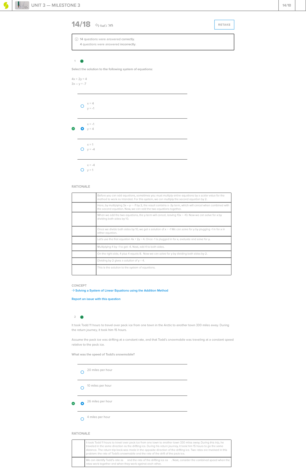 Unit 3 Milestone 3 - 1 CONCEPT → Solving a System of Linear Equations ...