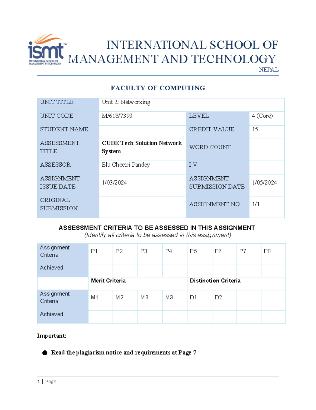 L4 Networking Assignment International School Of Management And