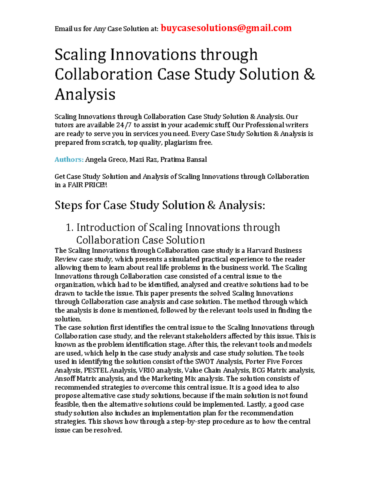 Scaling Innovations through Collaboration Case Study Solution Analysis ...