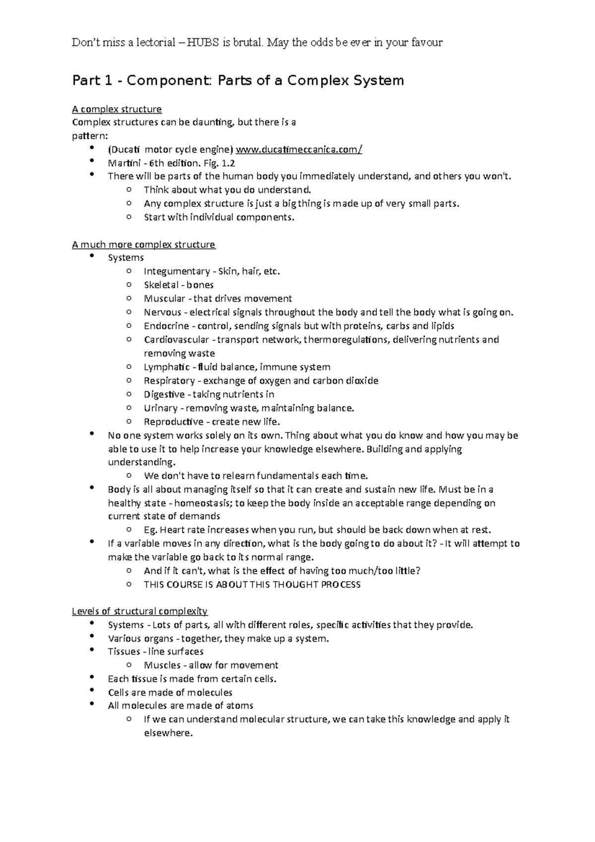 Week 1 - Molecules of Life - Part 1 - Component: Parts of a Complex ...