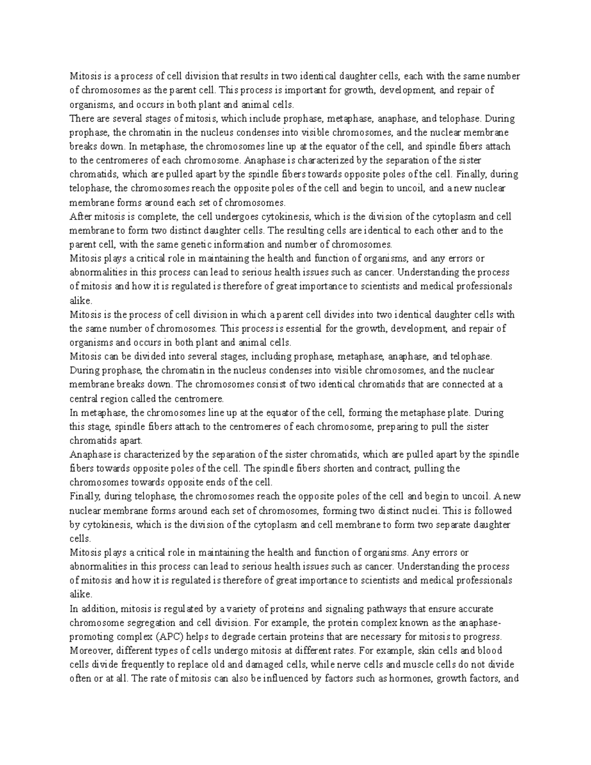 Mitosis - This process is important for growth, development, and repair ...