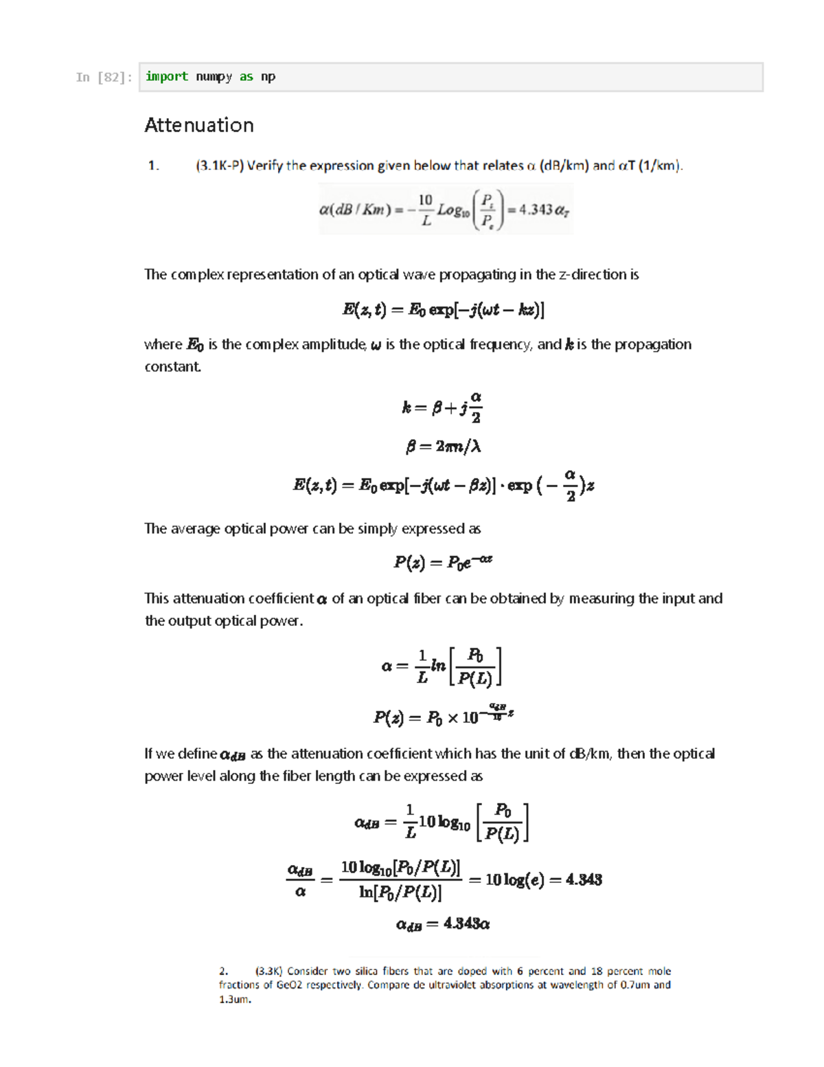 MWP Practica 1b - Práctica de Óptica - Attenuation The complex ...