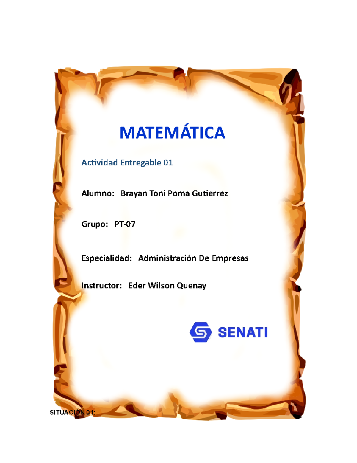 Matemática actividad entregable 01 - MATEMÁTICA Actividad Entregable 01 ...