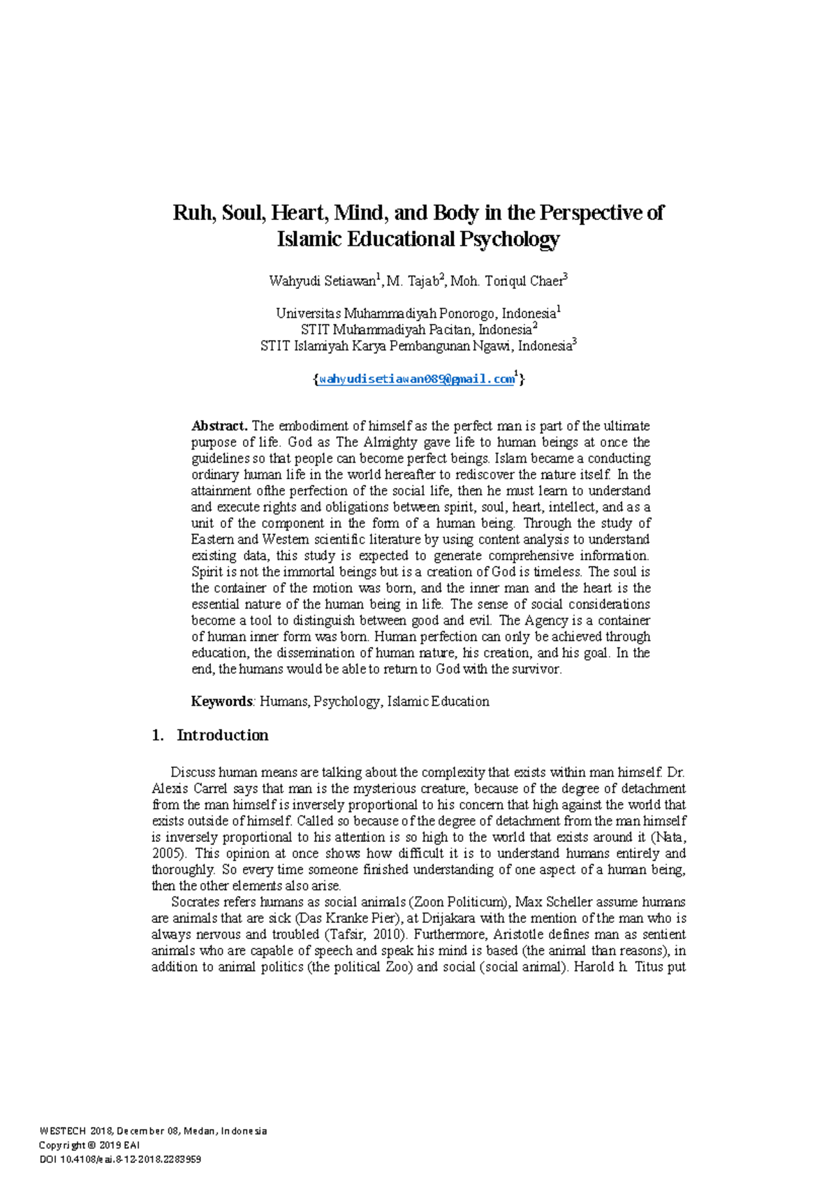 Ruh, Soul, Heart, Mind, and Body in the Perspective of - Tajab2, Moh ...