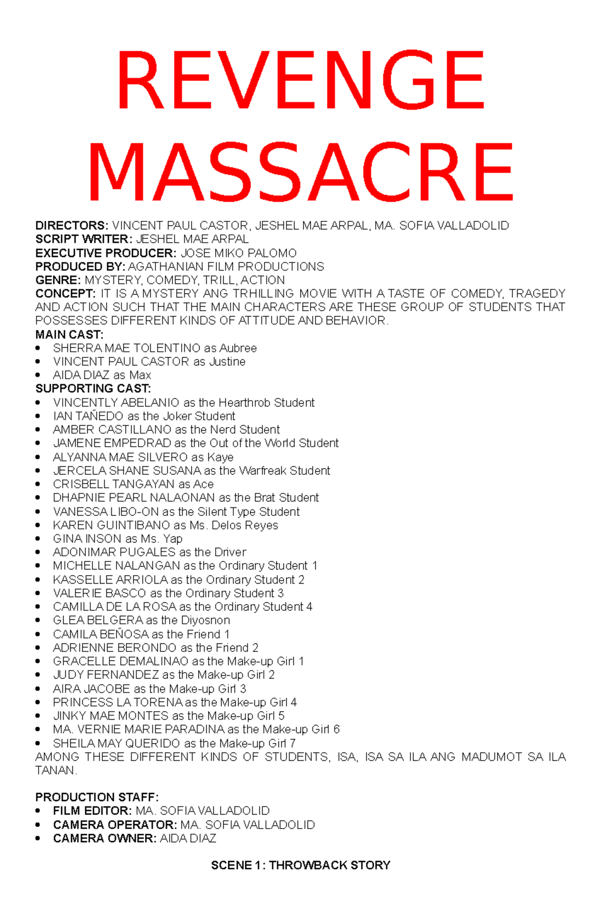 Revenge Massacre - short film script - REVENGE MASSACRE DIRECTORS ...