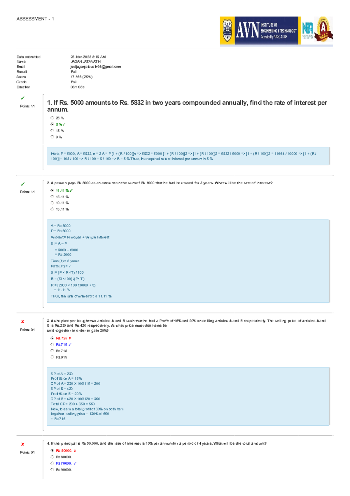 Report - Responses (18) - ASSESSMENT - 1 Date submitted 23-Nov-2023 3: ...