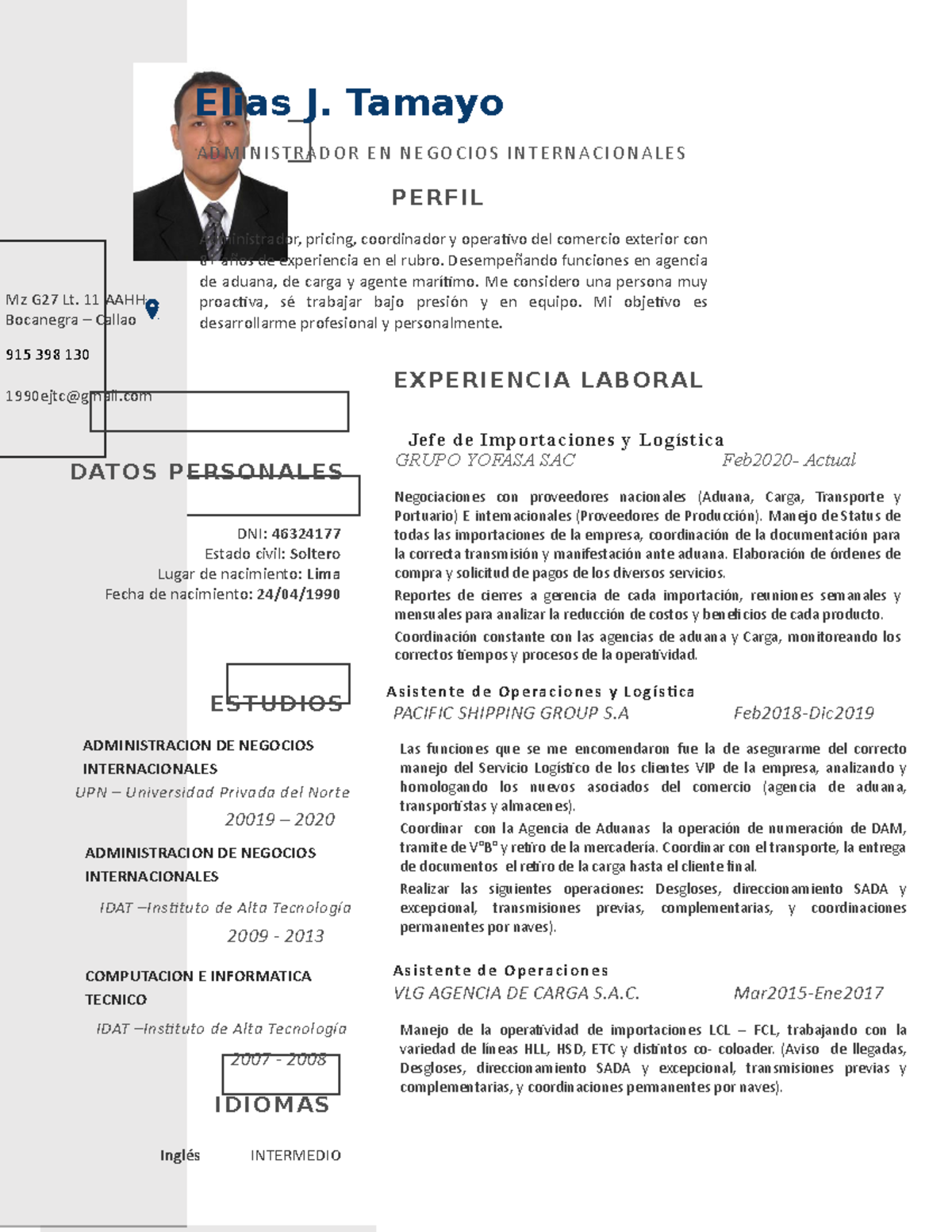 CV Elias Tamayo - kjk - PERFIL A D M I N I S T R A D O R E N N E G O C ...
