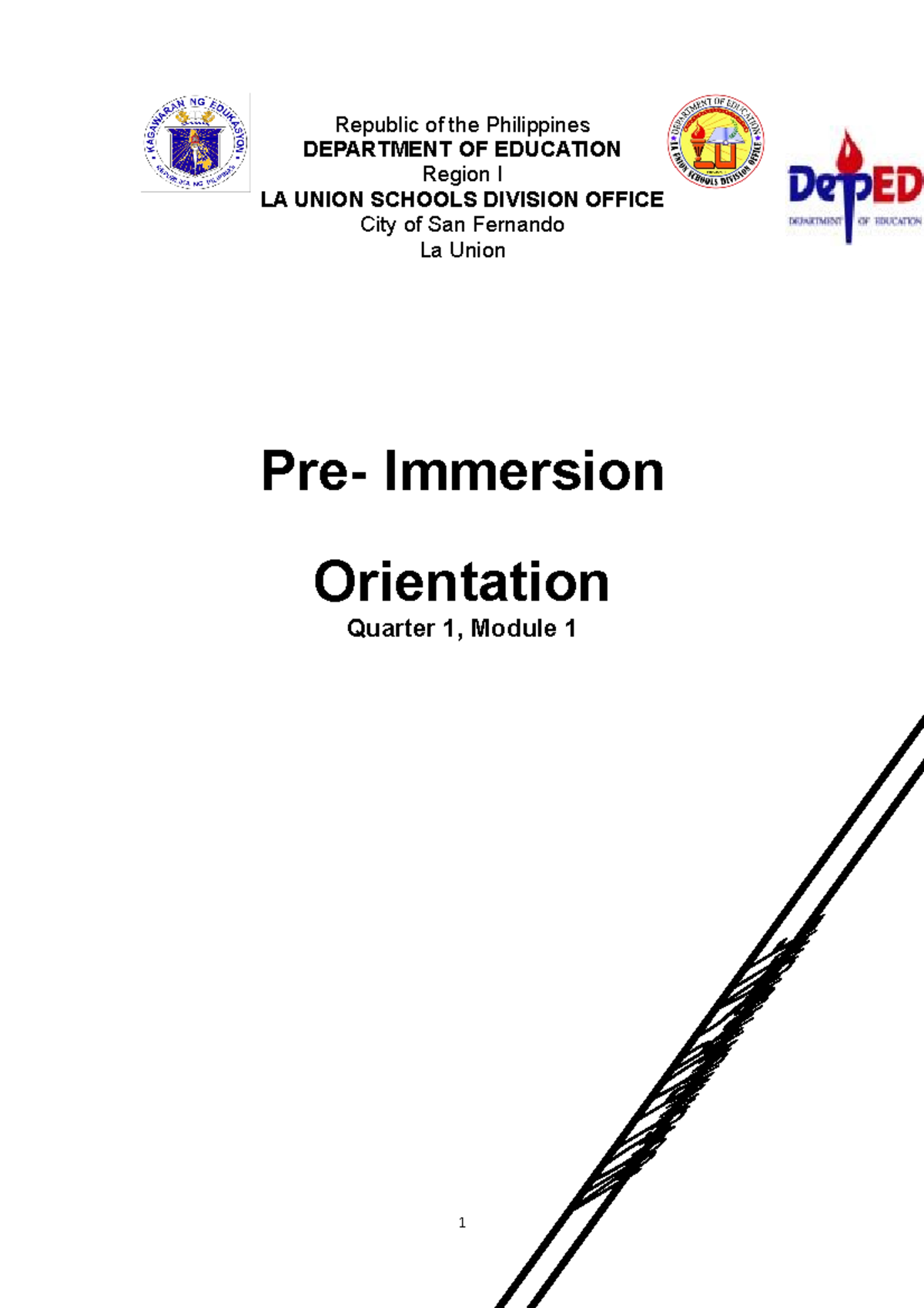 Pre-immersion-1 - Pre-immersion-1 - Republic of the Philippines ...
