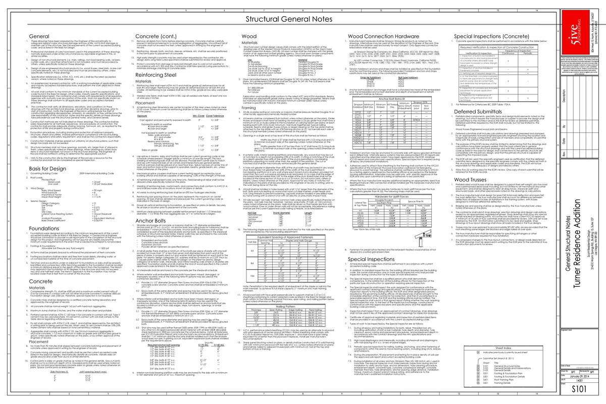 Turner Sub S101 01 - NOTES - Structural General Notes GeneralThese ...