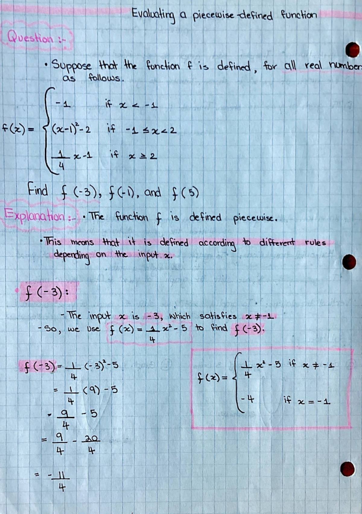 Evaluating a piecewise - defined function - Evaluating a piecewise ...