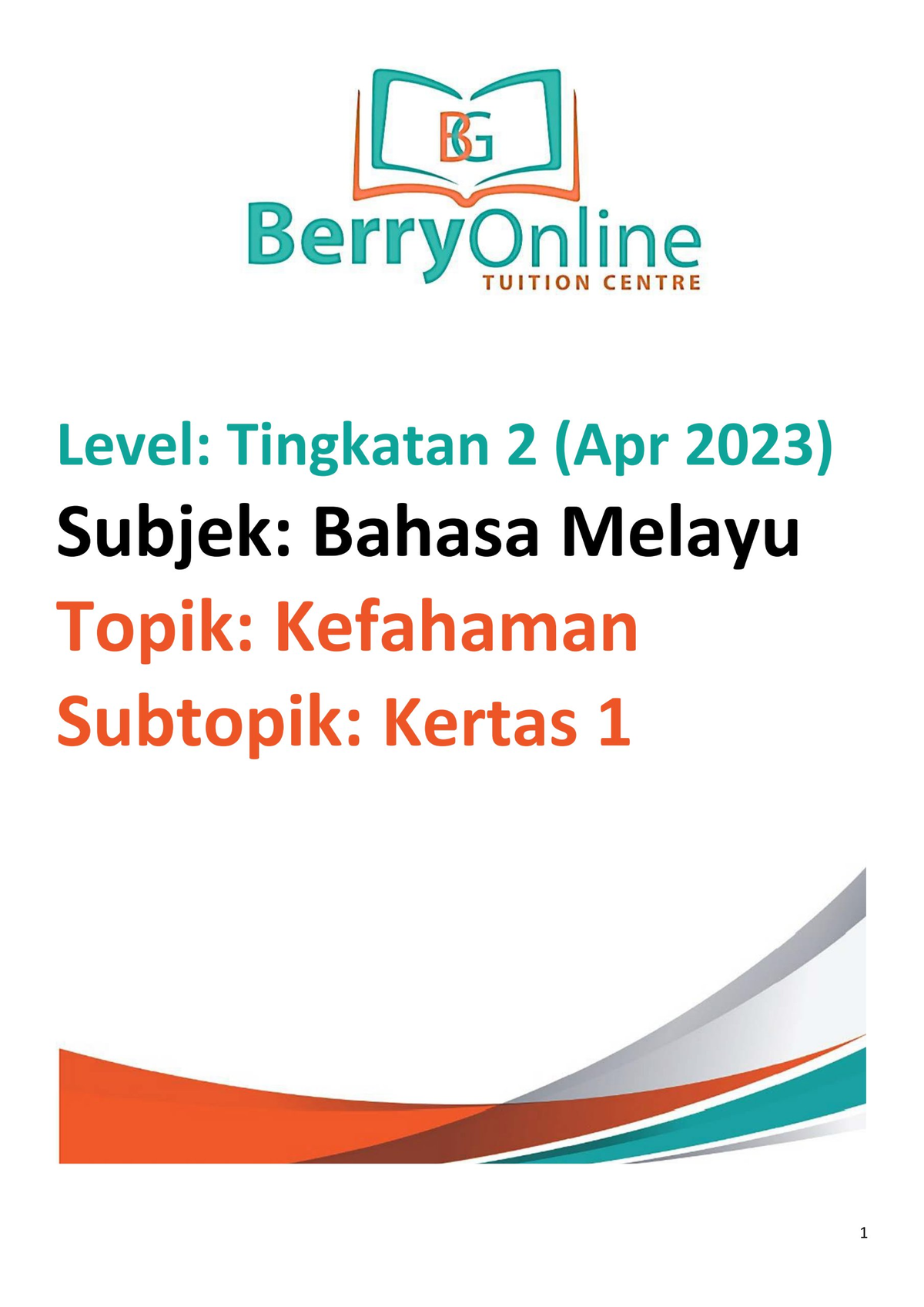 BM - Form 2 Apr 2023 154603854 - Bahasa Melayu - Studocu