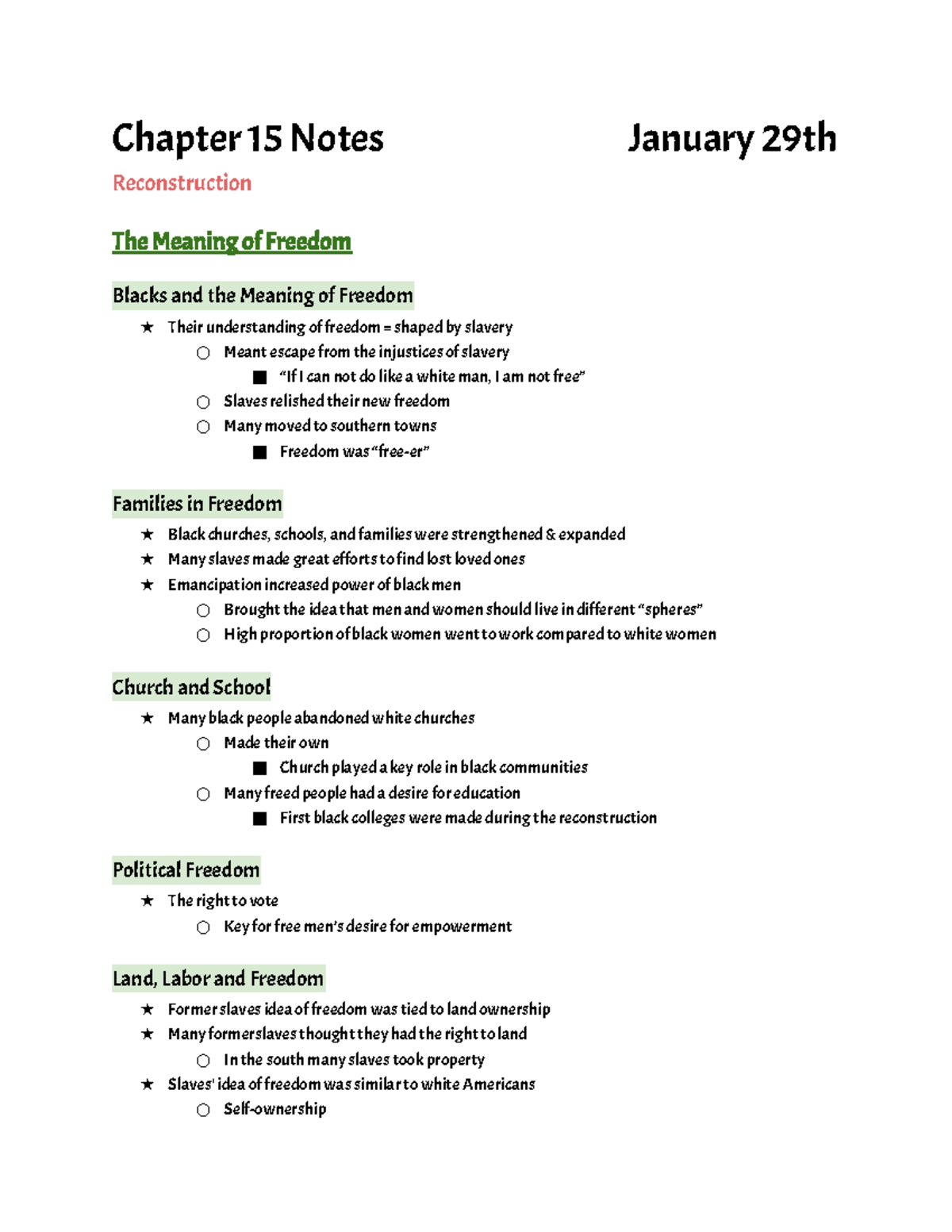 Chapter 15 Notes 1 29 - Chapter 15 Notes January 29th Reconstruction ...