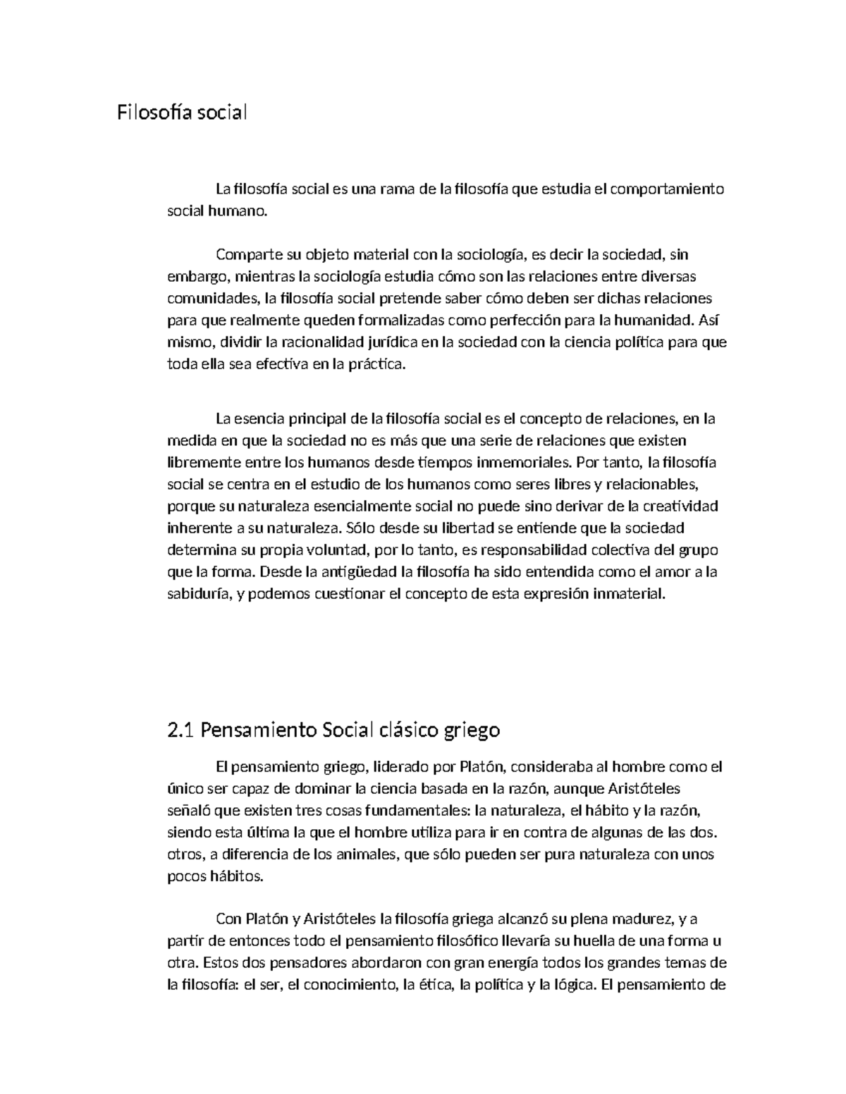Filosofia Social 2 - Filosofía social La filosofía social es una rama ...